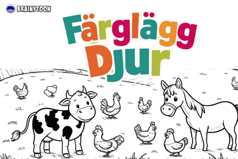 Färglägg djur med målarbilder för barn