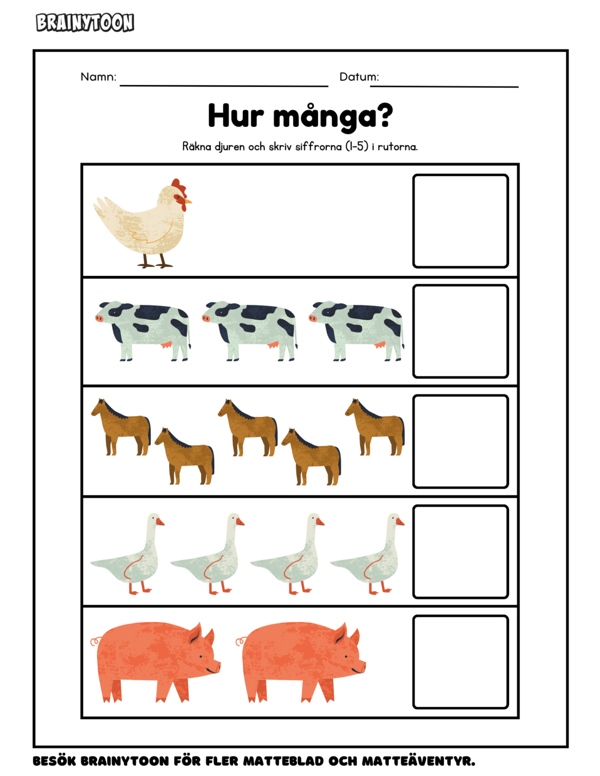 Matteblad för förskoleklass