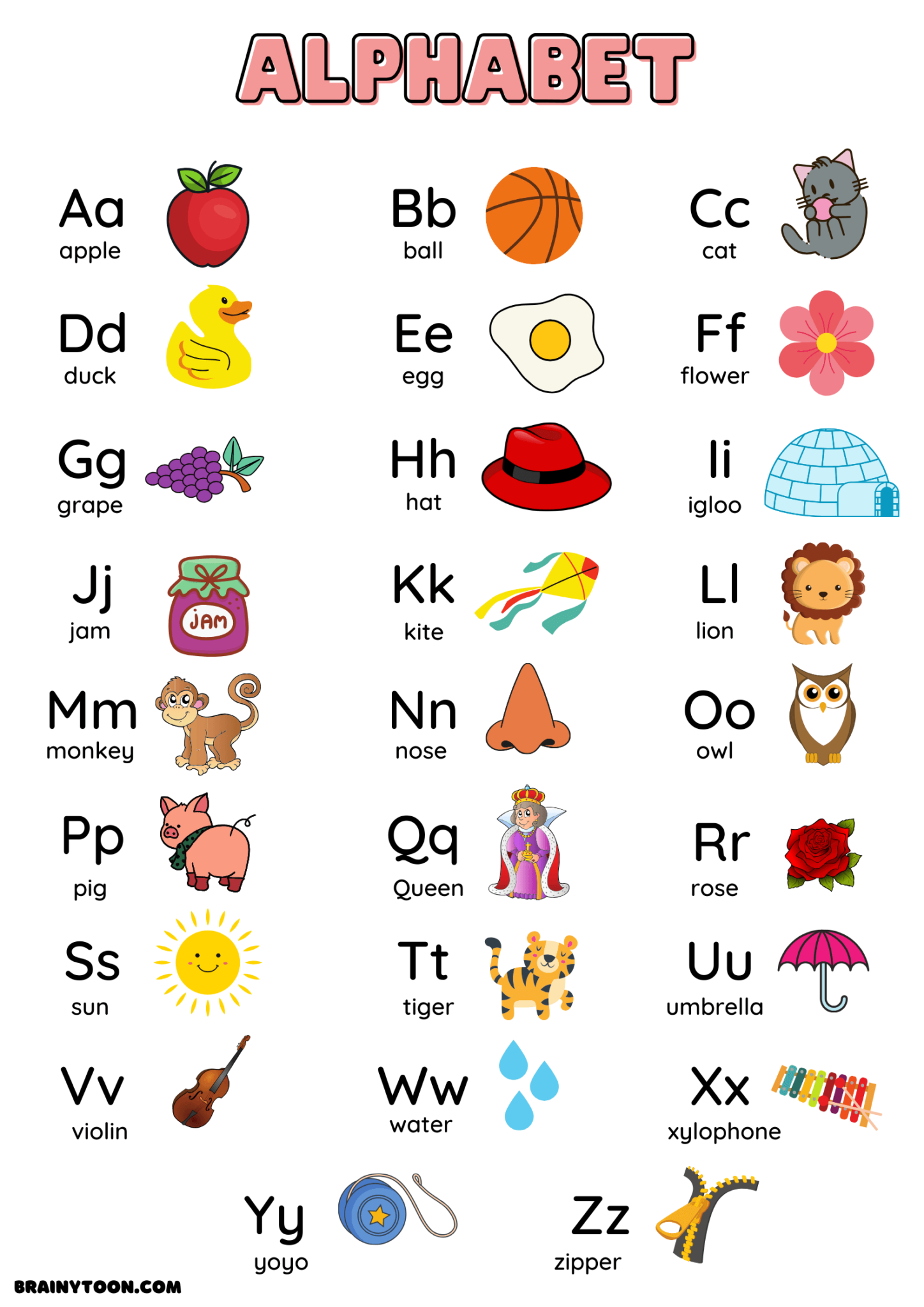 Alphabet flashcards for preschool and kindergarten kids