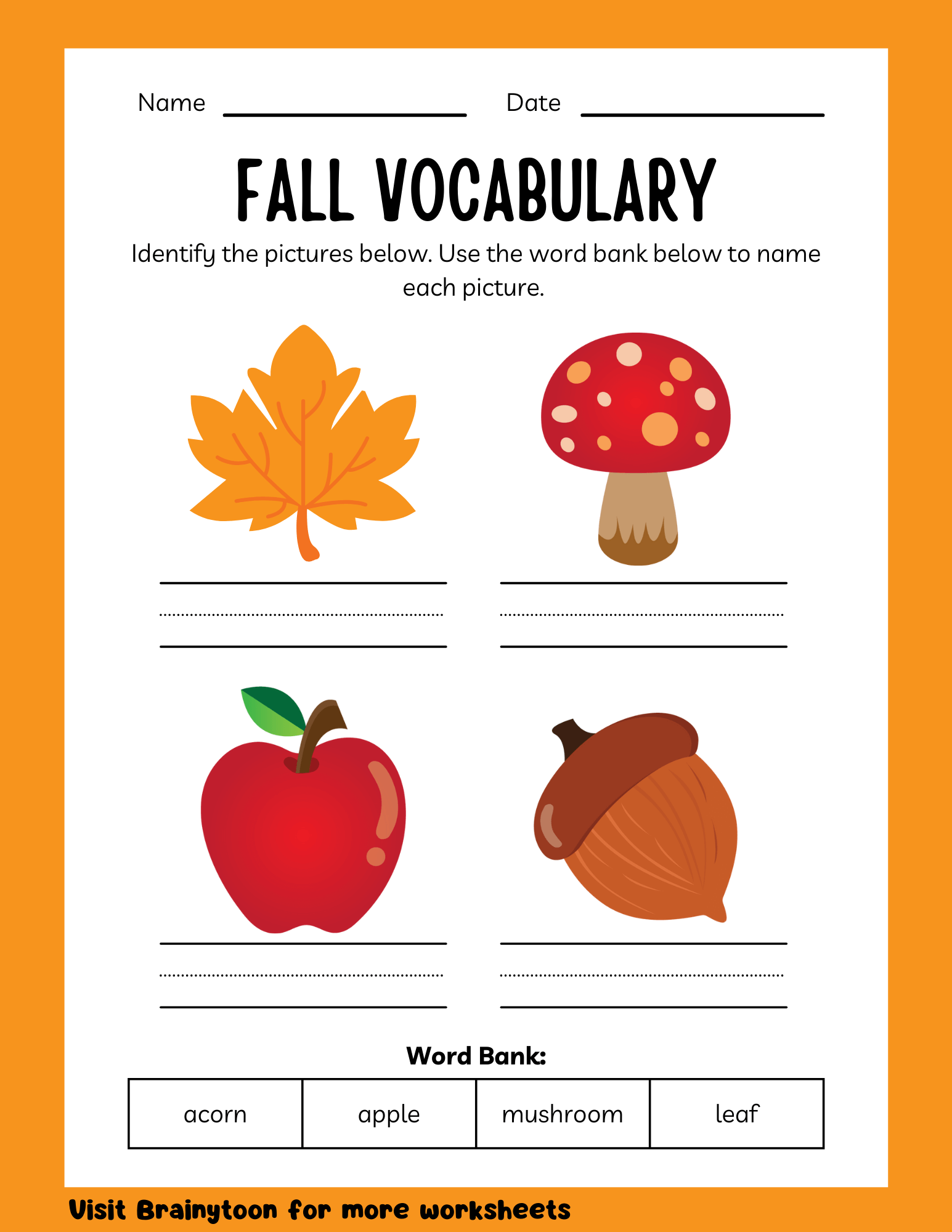 Activities and fall worksheets for preschool
