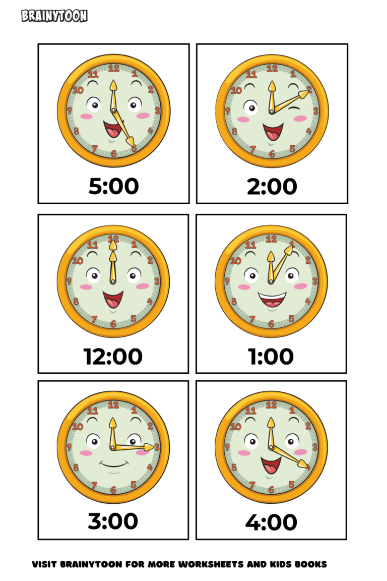 Clock worksheets for kindergarten