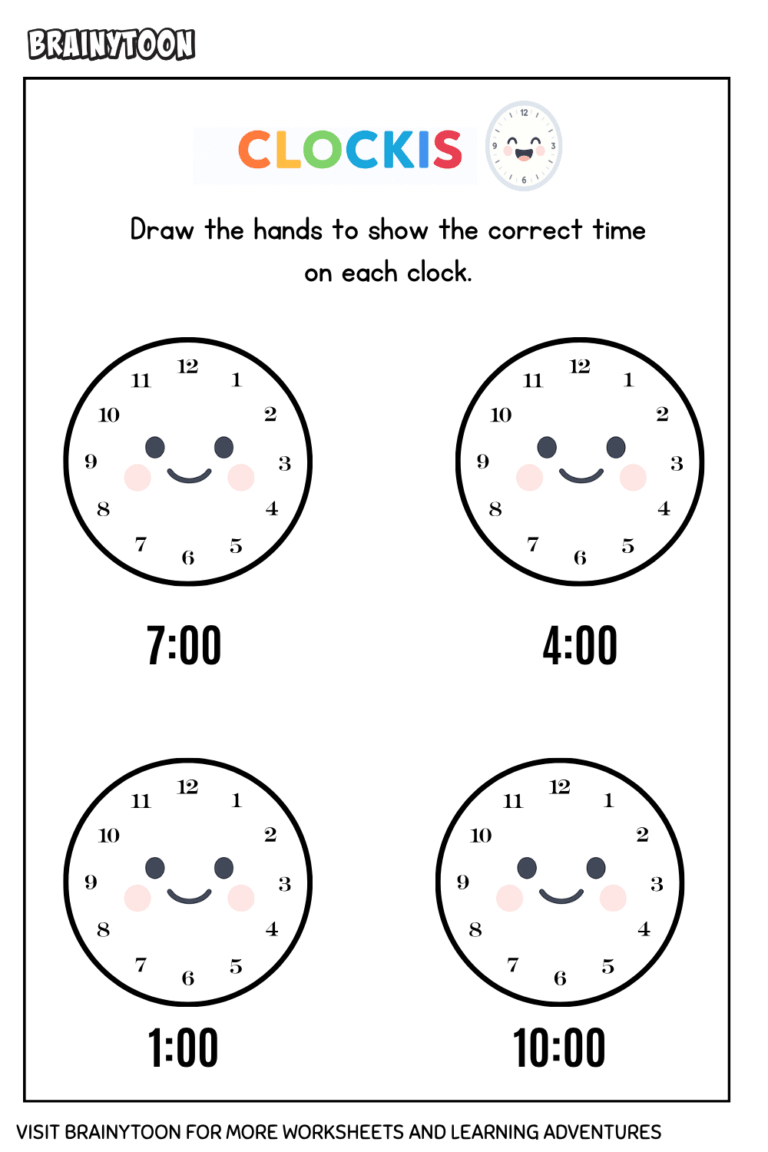Clock worksheets for kindergarten